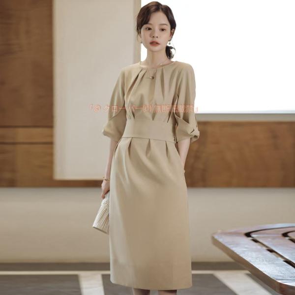 パーティードレス レディース 秋 冬 秋冬 黒 結婚式 クローバー株式会社 ドレス パーティドレス ワンピース 結婚式ドレス ブラック モカ ネイビー ベージュ 20代 30代