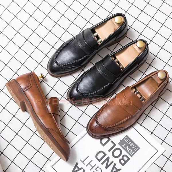 革靴 ローファー メンズ 春 秋 スリッポン メンズシューズ クローバー株式会社 ビジネスシューズ 紳士靴 紐なし Uチップ フォーマル オフィス クラシック 通勤 新作 上品 PU革