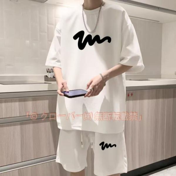 上下セット メンズ ゆったり ハーフパンツ Tシャツ 半袖 夏 クローバー株式会社 韓国 セットアップ ファッション ビッグTシャツ 上下 ショートパンツ ルームウェア