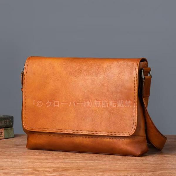 職人手作りヌメ革 メンズバッグ ショルダーバッグ メッセンジャーバック 斜めがけ 肩掛け レザー クローバー株式会社 ビジネスバッグ おしゃれ 大容量 3色 通勤