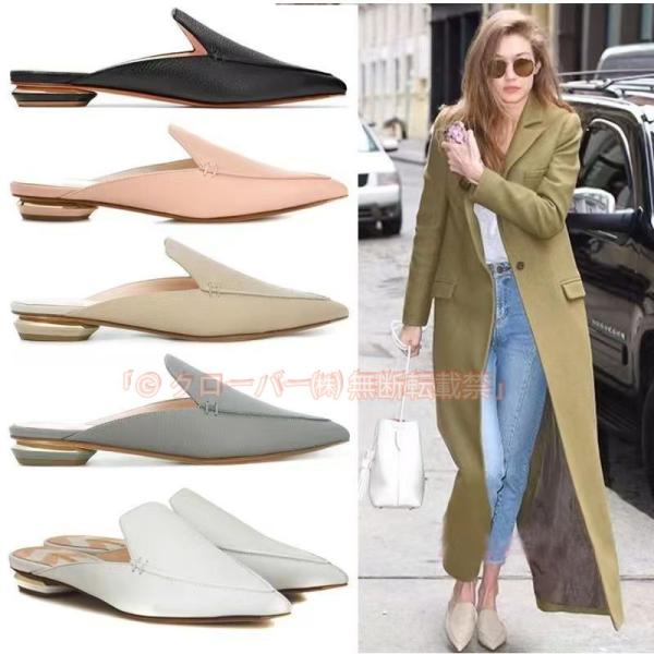 ミュール サンダル ベージュ 黒 白 ポインテッドトゥ 本革 クローバー株式会社 レディース スリッパ 前ふさがり ベージュ 黒 白 春夏 ローヒール ぺたんこ ミュール