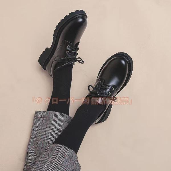 レースアップ オックスフォード パンプス ローヒール おじ靴 大きいサイズ オックスフォードシューズ クローバー株式会社 マニッシュシューズ レディース 黒 レースアップシューズ