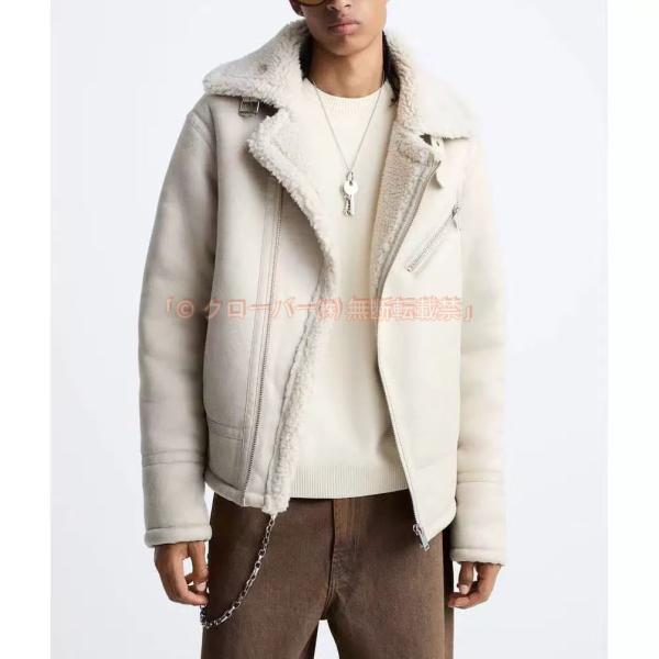 ムートンジャケット メンズ ボアジャケット ブルゾン ボア あったか 防寒 クローバー株式会社 無地 おしゃれ 冬服 アウター