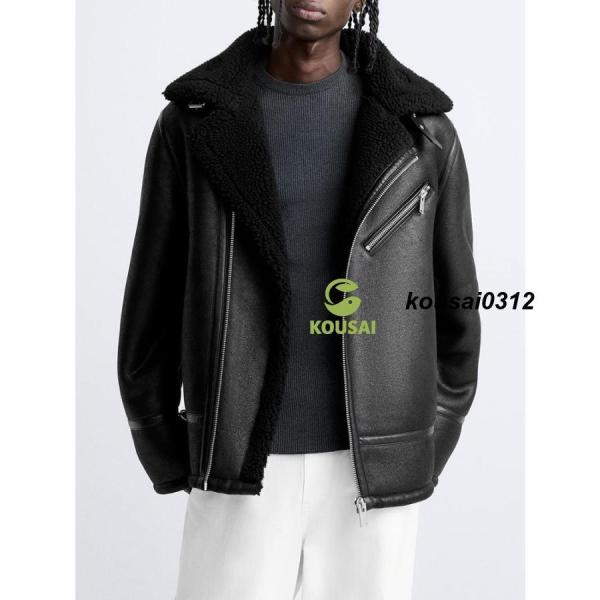 ムートンジャケット メンズ ボアジャケット ブルゾン ボア あったか 防寒 クローバー株式会社 無地 おしゃれ 冬服 アウター ムートンジャケット メンズ ボアジャケット ブルゾン ボア あったか