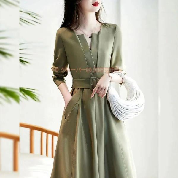 ワンピースレディース きれいめ 40代 ロング丈 長袖 プリーツ フレア クローバー株式会社 シフォンワンピース aライン 春夏 おしゃれ きれいめ 通勤 大人 20代 30代 40代