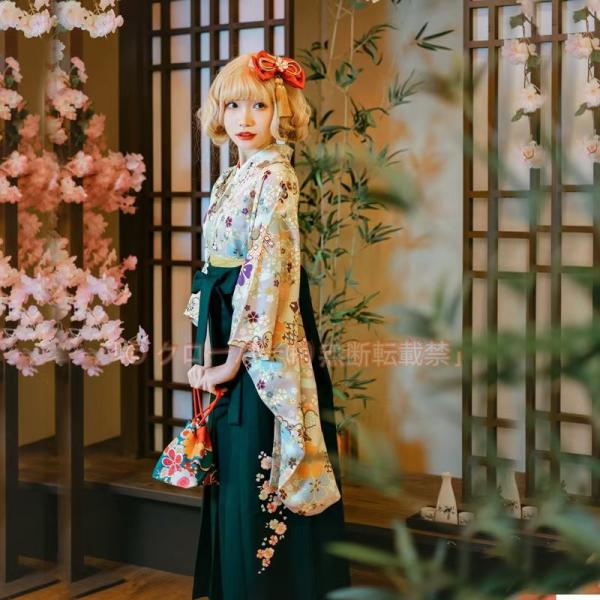 袴セット 卒業式 大学生 大学 中学生 小学生 3点セット(着物/袴/帯) クローバー株式会社 卒服 着物 二尺袖着物 袴 はかま 振袖 和服 和装 ジュニア ガールズ 女の子 レディース 女性