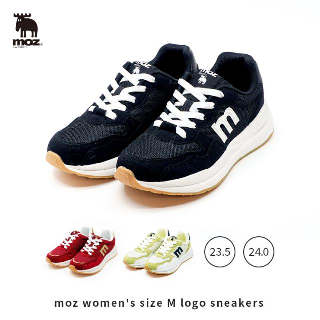 moz Mロゴスニーカー MZ-3601 ( モズ スニーカー 靴 レディース メッシュ 蒸れにくい 取り外し インソール 23.5cm 24cm 23.5 24 ブラック ベージュ ワイン ...