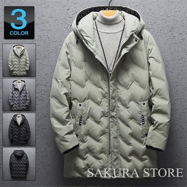 クーポン対象 年末セール ダウンコート メンズ 防寒着 アウター ダウンジャケット 暖かい ロングコート 秋冬 冬服 ジップアップ 防風 送料無料 クリスマスギフト ギフトに最適