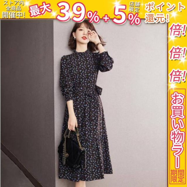 クーポン対象 年末セール ワンピース レディース 40代 きれいめ 秋冬 長袖 上品 膝丈ワンピース 丸首 Aライン 大きいサイズ パーティードレス お呼ばれ 韓国風 おしゃれ 通勤 着痩せ 新品 送料無料 クリスマスギフト ギフトに最適