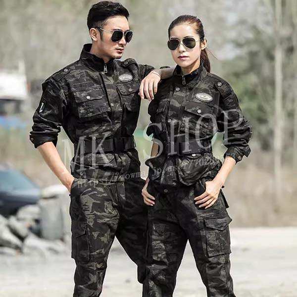 送料無料 迷彩服 メンズ レディース サバゲー装備 戦闘服 サバゲー 軍服 アーミーコスプレ 迷彩柄 上下セット(ジャケット+ズボン) 作業服 ゲーム服 スパッツ