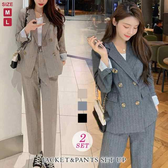 セットアップ レディース スーツ 春 夏 春夏 黒 ジャケット パンツスーツ 上下セット ブラック ベージュ グレー セレモニー フォーマル 20代 30代 送料無料