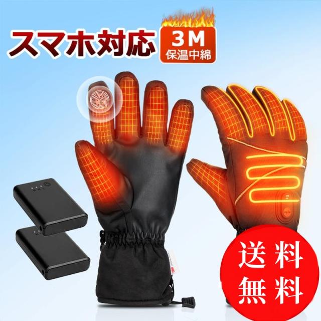 電熱グローブ ヒーターグローブ 電熱手袋 手袋ヒーター 手袋 3段階温度調整 スマホ対応 防水 防風 防寒 自転車 屋外作業
