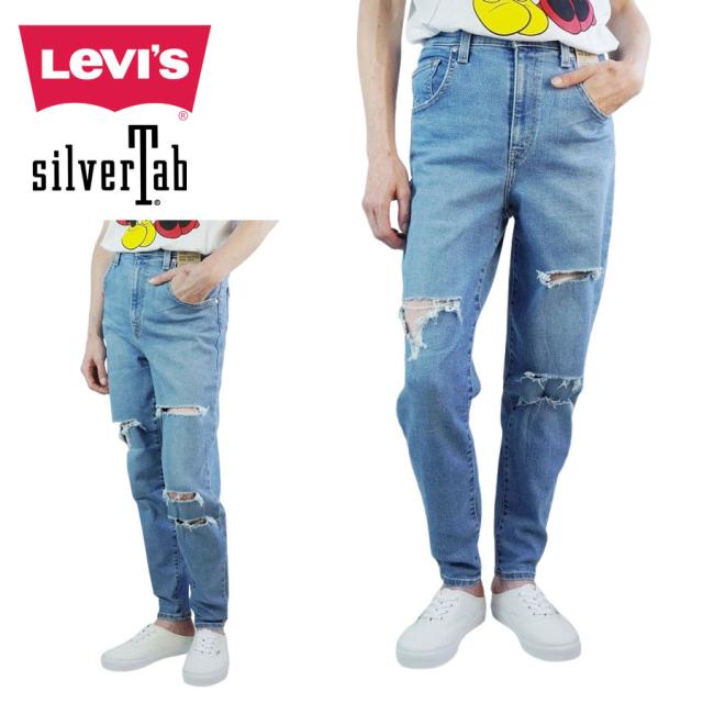レディース デニムパンツリーバイス LEVI'SSILVER TAB HIGH-WAISTED MOM JEANシルバータブ ハイウエステッド マム ジーンズWASH BLUE(ウォッシュブルー)デニム ジーンズ ジーパン ウォッシュ クラシック 定番 青