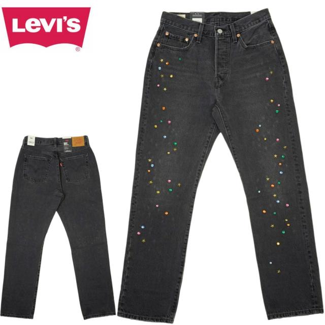 メンズ レディース デニムパンツリーバイス LEVI'S125010465 リーバイスプレミアム 501 ORIGINAL GLITTER BOMBスタッズ付き ブラックデニム 黒グリッター ジェンダーフリー ローライズ ジーンズ ジーパン アメカジ