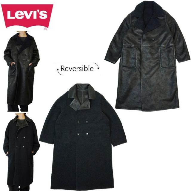 リーバイス LEVI'S コートNAOMI REVERSIBLE COAT ムートン風コートナオミ リバーシブルコート ボア黒 ブラック BLACKエコムートン ジェンダーレス ジェンダーフリーメンズ レディース 501 アメカジ カジュアル ジーンズ