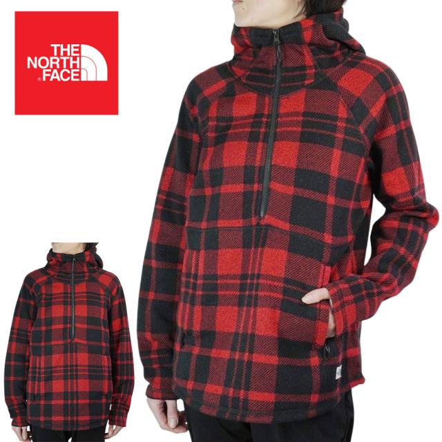 ノースフェイスTHE NORTH FACEレディース ジャケットW PRNTD CRSCNT HD POウィメンズ プリンテッド クレッセント プルオーバー フーディTNFRDHLDY2PLDPT(レッドチェック)女性用 ボア ファー ジャケット 赤 黒 フリース ジップ