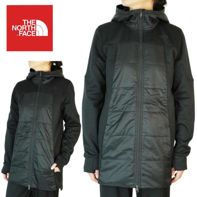 ノースフェイスTHE NORTH FACEレディース ジャケットW MOTIVATION HYB JKTウィメンズ モチベーション ハイブリッド ジャケットTNF BLACK ブラックロング丈 アウター ナイロン カットソー フード  ジャケットロゴ スポーティ キャンプ アウト