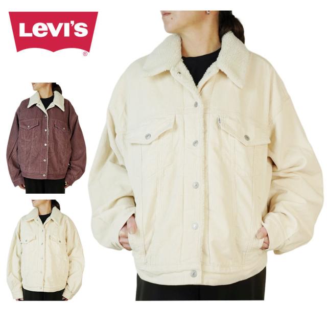 リーバイス LEVI'S デニムジャケットボア 90s トラッカージャケット BOA 90S TRUCKER JACKET90年代 オーバーサイズ リラックス裏ボア ローズトープ オフホワイト コーデュロイジージャン Gジャン アウター 上着 ジェンダーレス ジェンダーフリー