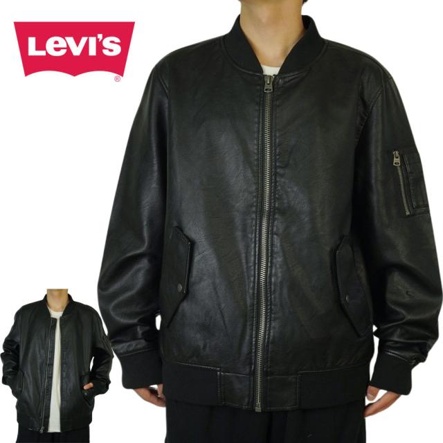 リーバイス LEVI'Sメンズ ジャケットFAUX LEATHER VARSITY JACKETフェイク レザー バーシティ ジャケットBLACK(ブラック)男性用 アウター 羽織 合皮 黒 カジュアル