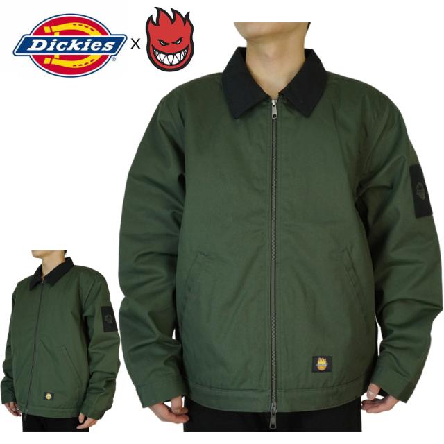 DICKIES ディッキーズメンズ ジャケット SPITFIREコラボレーションキルト ラインド ウーブン ツイル ウォーター レジスタント ジャケットQUILT LINED WOVEN TWILL WATER RESISTANT JACKETOLIVE GREEN オリーブグリーン コットン TATOO スケート
