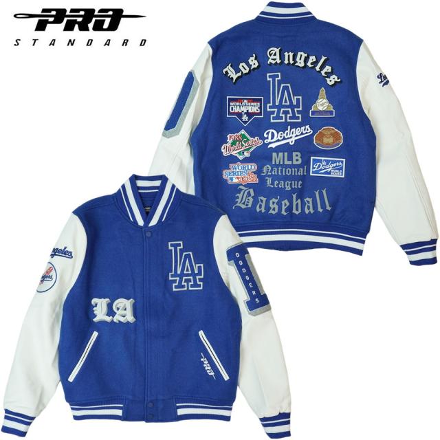 ドジャース スタジャン メンズバーシティージャケット PRO STANDARD プロスタンダードMLB LOS ANGELES DODGERS MASHUP RIB WOOL VARSITY JACKETスタジアムジャケット WORLD SERIES ワールドシリーズ大谷翔平 山本由伸 メジャーリーグメルトン PU エ