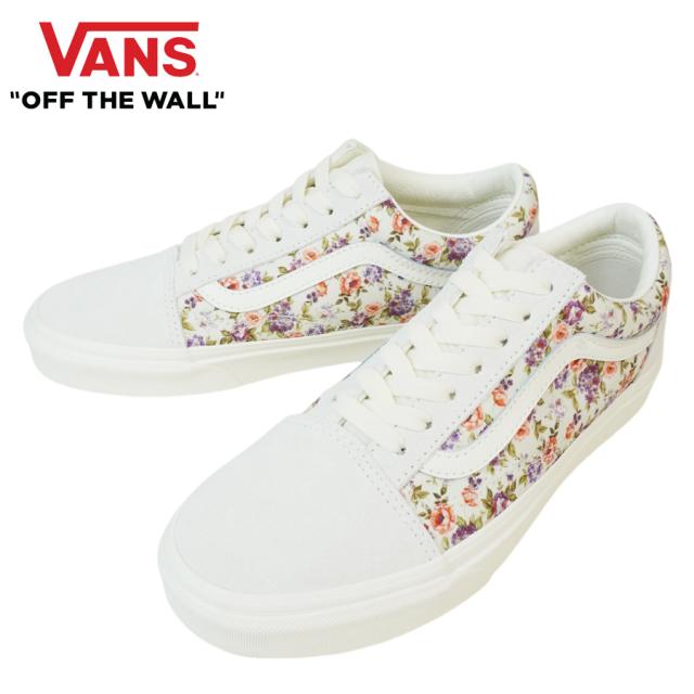 VANS スニーカーVANS ヴァンズ バンズ【箱なし】OLD SKOOL オールドスクールVintage Floral Marshmallow ビンテージフローラル マシュマロ花柄 スエードレザー 白 オフホワイト アイボリーメンズ レディース スニーカー 靴 ローカット sk8