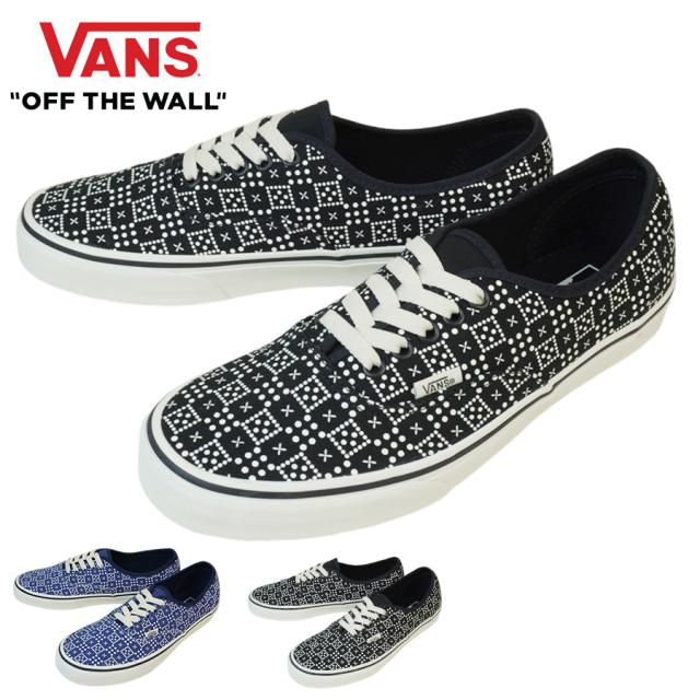 VANS スニーカーVANS ヴァンズ バンズ【箱なし】AUTHENTIC オーセンティックCHECKER DOT BLACK チェッカードット ブラック ブルー黒 青 バンダナ柄 クロスメンズ レディース スニーカー 靴 ローカット