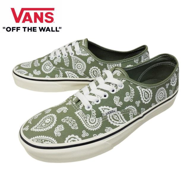 VANS スニーカーVANS ヴァンズ バンズ【箱なし】AUTHENTIC オーセンティックPRIMAVERA PAISLEY OLIVE プリマベーラ ペイズリー オリーブカーキ バンダナ 総柄 緑メンズ レディース スニーカー 靴 ローカット スケシュー