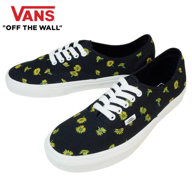 VANS スニーカーVANS ヴァンズ バンズ【箱なし】AUTHENTIC オーセンティックBETTER NATURE BLACK ベターネイチャーブラック黒 花柄 イエロー 黄色メンズ レディース スニーカー 靴 ローカット