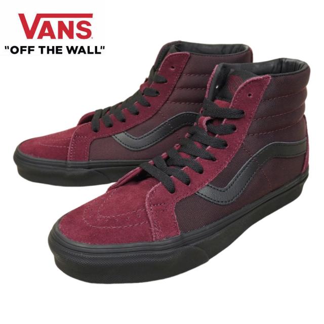 VANS スニーカーVANS ヴァンズ バンズ【箱なし】SK8-HI REISSUE スケートハイ レイシュ—(LLIC TWILL)PORT  (メタリックツイル)ポートロイヤルバーガンディ 黒 レッド スエード レザーメンズ レディース スニーカー 靴 ハイカット SK8