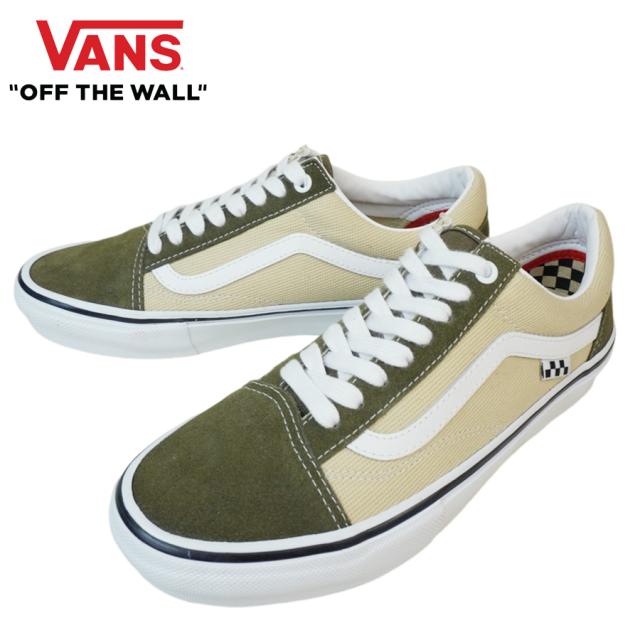 VANS スニーカーVANS ヴァンズ バンズ【箱なし】OLD SKOOL オールドスクールDARK OLIVE/WHITE ダーク オリーブ/ホワイトバイカラー スエードレザー ベージュ 白 カーキメンズ レディース スニーカー 靴 ローカット sk8 スケシュー