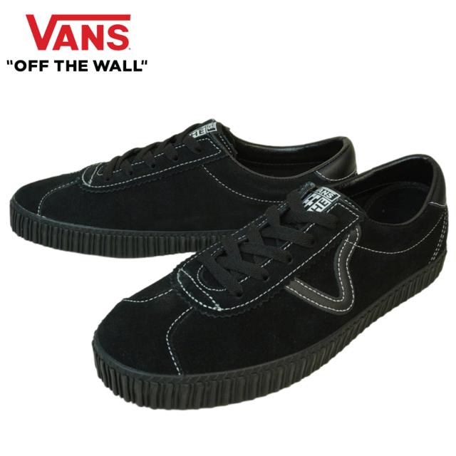 VANS スニーカーVANS ヴァンズ バンズ【箱なし】SPORT LOW CREEPER SUEDE BLACK/BLACKスポーツロー クリーパー スエード ブラック黒 ステッチ スウェード レザー 革メンズ レディース LA 靴 紐無し