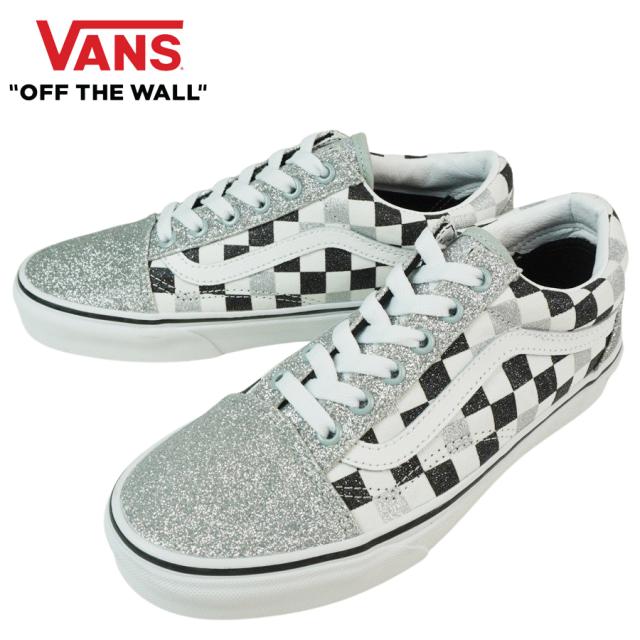 バンズ VANS ヴァンズOLD SKOOL　オールドスクール【箱無し】(GLITTER CHKBRD)SVRTRWHT(グリッターチェッカーボード)シルバートゥルーホワイトメンズ レディース スニーカー 靴 スケボー sk8 ストリート ローカット