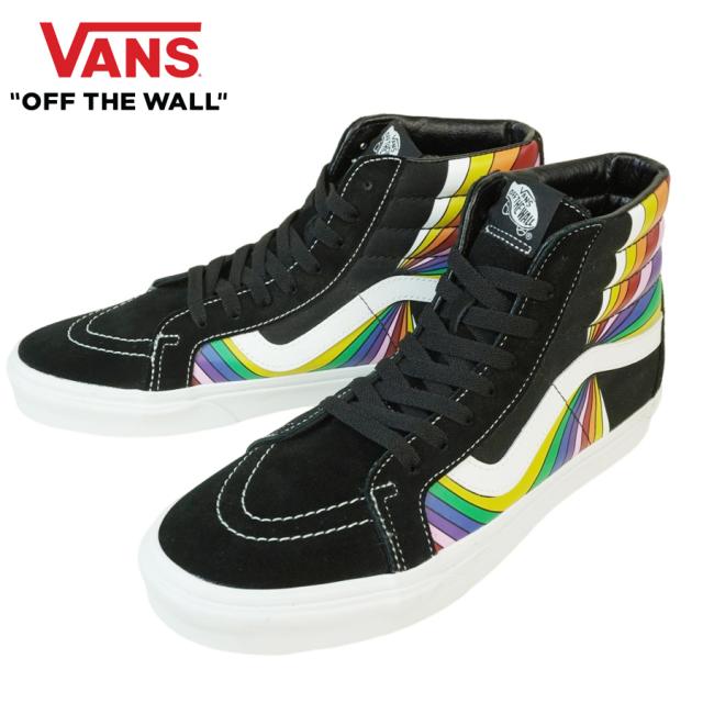 バンズ VANS ヴァンズ【箱無し】SK8 HI REISSUE スケートハイ スケーターハイREFRACT BLACK/TRUE WHITE/MULTIリフラクト ブラック/トゥルーホワイト/マルチ レインボー 虹色メンズ レディース スニーカー 靴 スケボー ハイカット