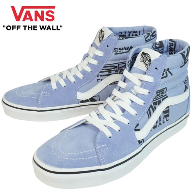 バンズ VANS ヴァンズSK8-HI スケートハイ スケーターハイLOGO MIX LAVENDER LUSTR ロゴミックス ラベンダーラスター総柄 ロゴ ブルー 青 薄紫メンズ レディース スニーカー 靴 スケボー ハイカット