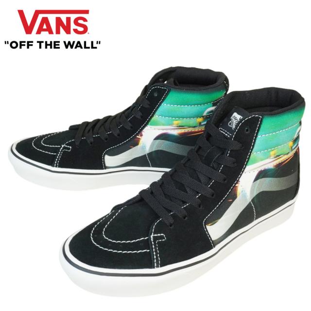 バンズ VANS ヴァンズCOMFYCUSH SK8 HI コンフィークッシュ スケートハイ スケーターハイFORMULA 66 BLACK フォーミュラ66ブラック車 カーレース グラフィック フォトメンズ レディース スニーカー 靴 スケボー ハイカット