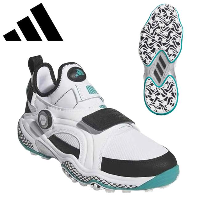 アディダス adidas コードカオス 25 ミッドカット Boa Codechaos 25 Midcut BOA クラウドホワイト／コアブラック／ピュアティール ゴルフシューズ スパイクレス JP5187