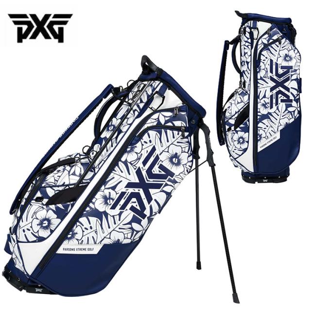 PXG キャディバッグ ハイブリッド スタンドバッグ Aloha 25 アロハ ネイビー/ホワイト 10.5型 B-PG-173-ALH ゴルフ【PXG正規品】