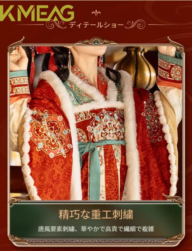 豪華刺繍デザイン 中国風  唐風デザイン 背子（はいし） 裏起毛交領トップス＆胸高襦裙セット 小さなショール付き 高級感溢れる豪華デザイン 撮影会 コスプレ 仮装 イベント用 豪華刺繍デザイン 中国風 唐風デザイン 背子（はいし） 裏起毛交領