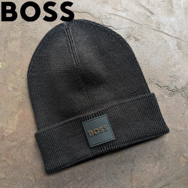 ボス BOSS ニット帽 メンズ ビーニー ニットキャップ ウール ロゴラベル ブラック Foxxy R Hat【送料無料】