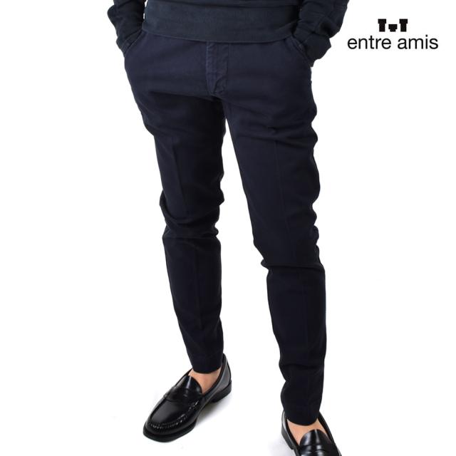 アントレアミ コットンパンツ メンズ ジップフライパンツ カジュアルパンツ ジップフライ ネイビー entre amis 8188/1540【送料無料】