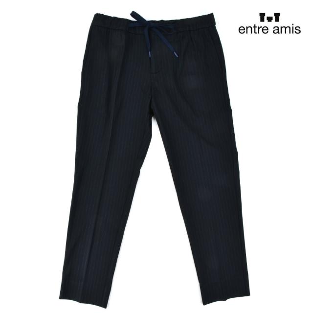 アントレアミ entre amis 8368/1818 4006 NAVY イージーパンツ ストライプ ジップフライ ネイビー メンズ【送料無料】