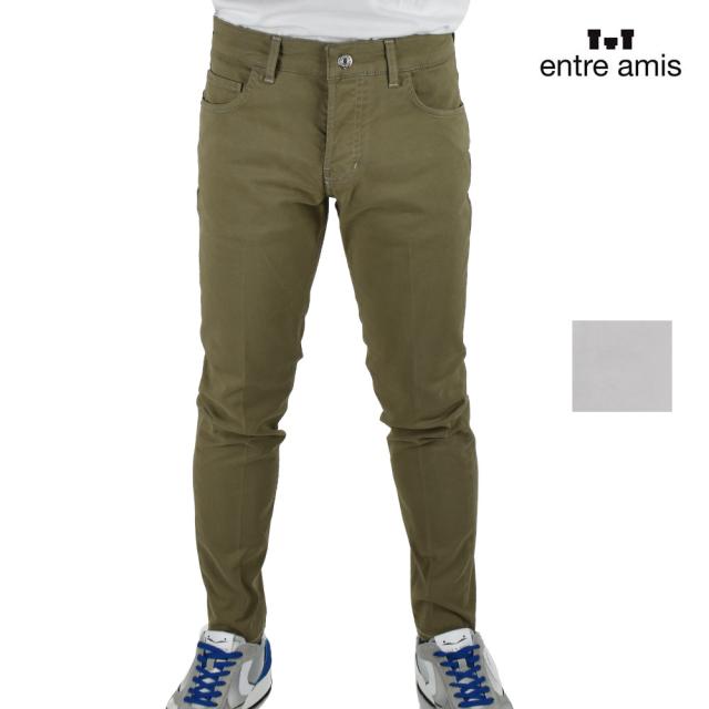 アントレアミ ガガ コットンパンツ メンズ  ストレッチ加工 ガーメントダイ ボタンフライ ホワイト カーキ GAGA/1932 L639 2001 【送料無料】