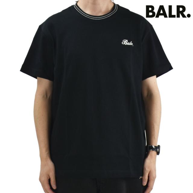 ボーラー BALR. Tシャツ メンズ カットソー コットン 半袖 クルーネック ロゴ刺繍 ジェットブラック TAPE T-SHIRT【送料無料】