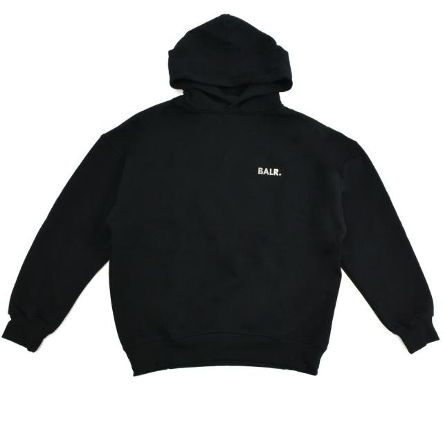 ボーラー パーカー メンズ フーディー プルオーバーパーカー バックプリント ブラック 黒 BALR. JOEY BOX SATIN HOODIE【送料無料】