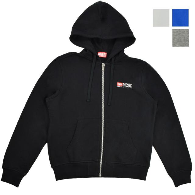 ディーゼル ジップアップパーカー メンズ フーディー パーカー スウェット ブラック グレー ブルー  ホワイト 白 黒 青 DIESEL S-GINN-HOOD-ZIP-DIV【送料無料】