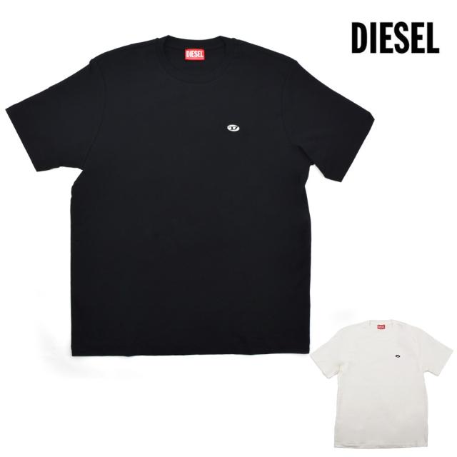 ディーゼル DIESEL Tシャツ メンズ カットソー クルーネック 半袖 ワンポイントロゴ ロゴT ブラック オフホワイト系 黒 白 DIESEL T-JUST-DOVAL-PJ【送料無料】