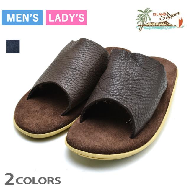 アイランドスリッパ サンダル メンズ レディース レザーサンダル スエード ネイビー ブラウン SLIPPER BULL HIDE SLIDE【送料無料】