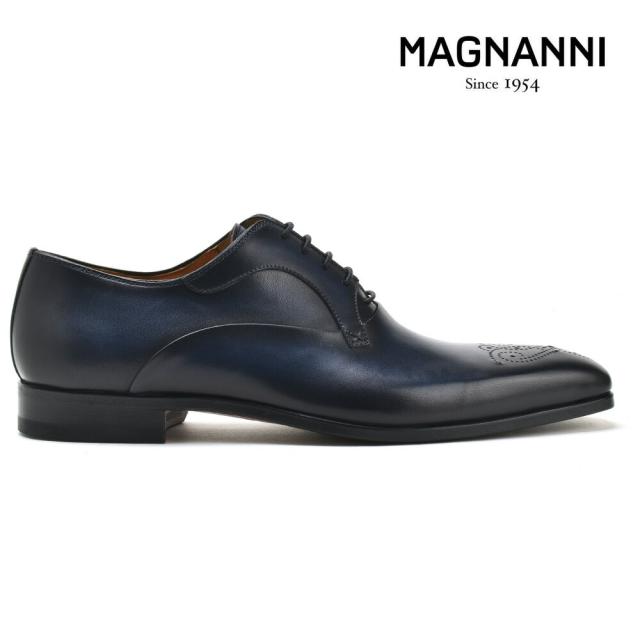 マグナーニ MAGNANNI 19534 AZUL ALL SMOOTH 内羽根プレーントゥ レースアップシューズ ドレスシューズ ビジネスシューズ ブルー 青 メンズ 【送料無料】