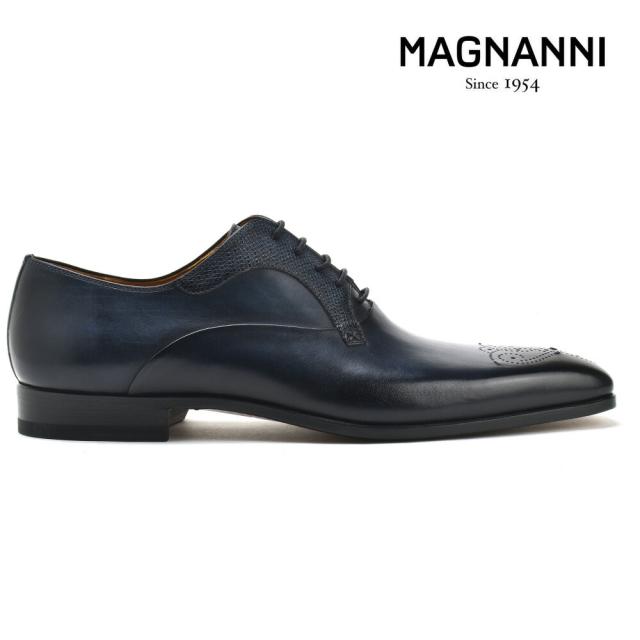 マグナーニ MAGNANNI 19534 AZUL  RACE WHOLE 内羽根プレーントゥ レースアップシューズ ドレスシューズ ビジネスシューズ  ブルー 青 メンズ【送料無料】